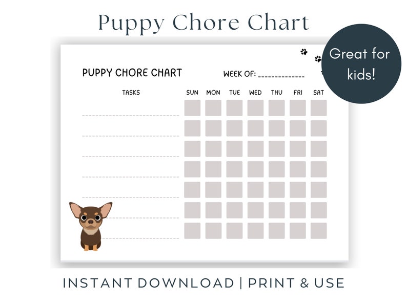 Chihuahua Dog Puppy Chore Chart Kids Chore Chart New Puppy - Etsy