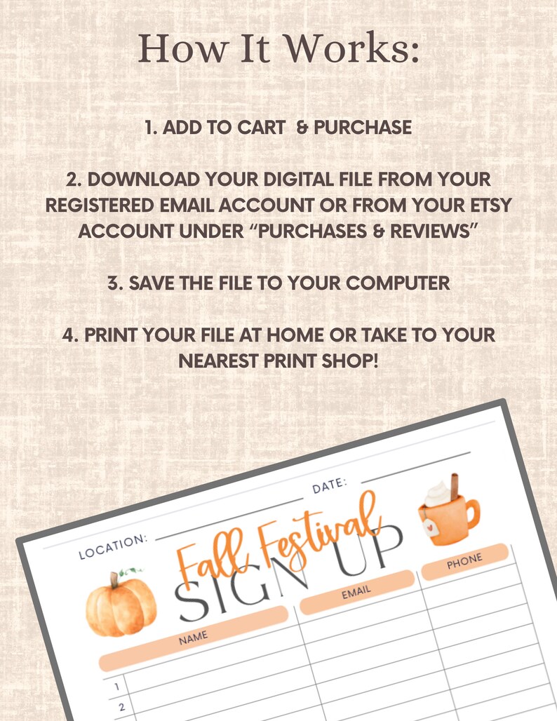 Fall Events Sign up Sheet Bundle - Etsy