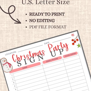 Christmas Holiday Events Sign up Sheet Bundle - Etsy