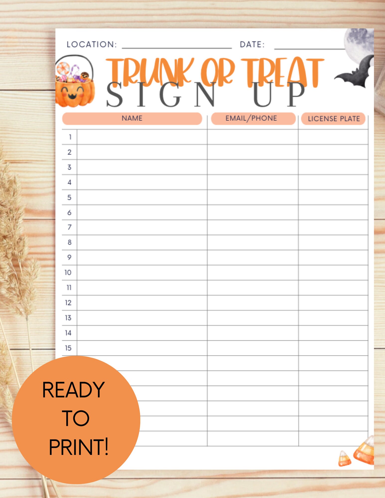 Halloween Events Sign up Sheet Bundle - Etsy