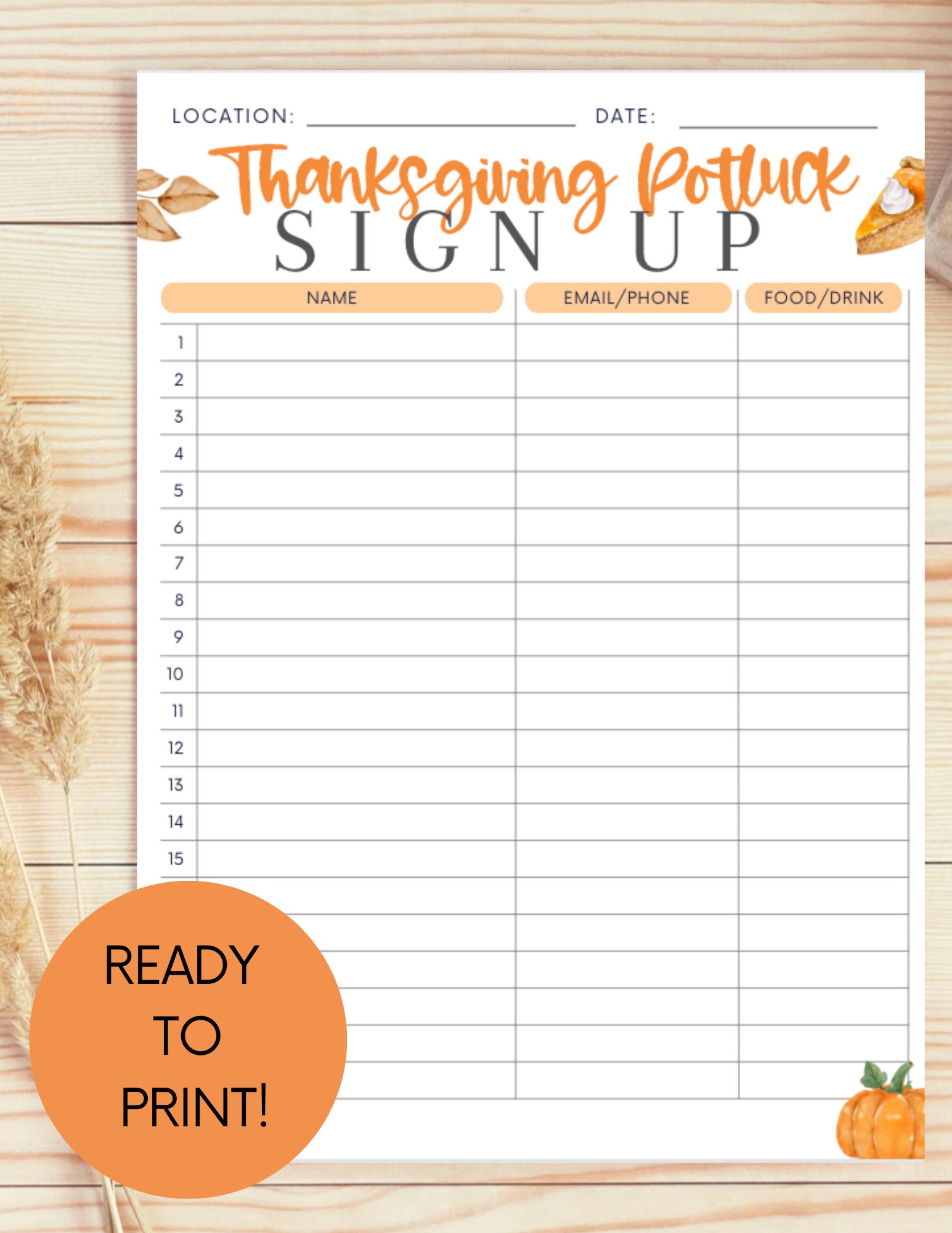Fall Events Sign up Sheet Bundle - Etsy
