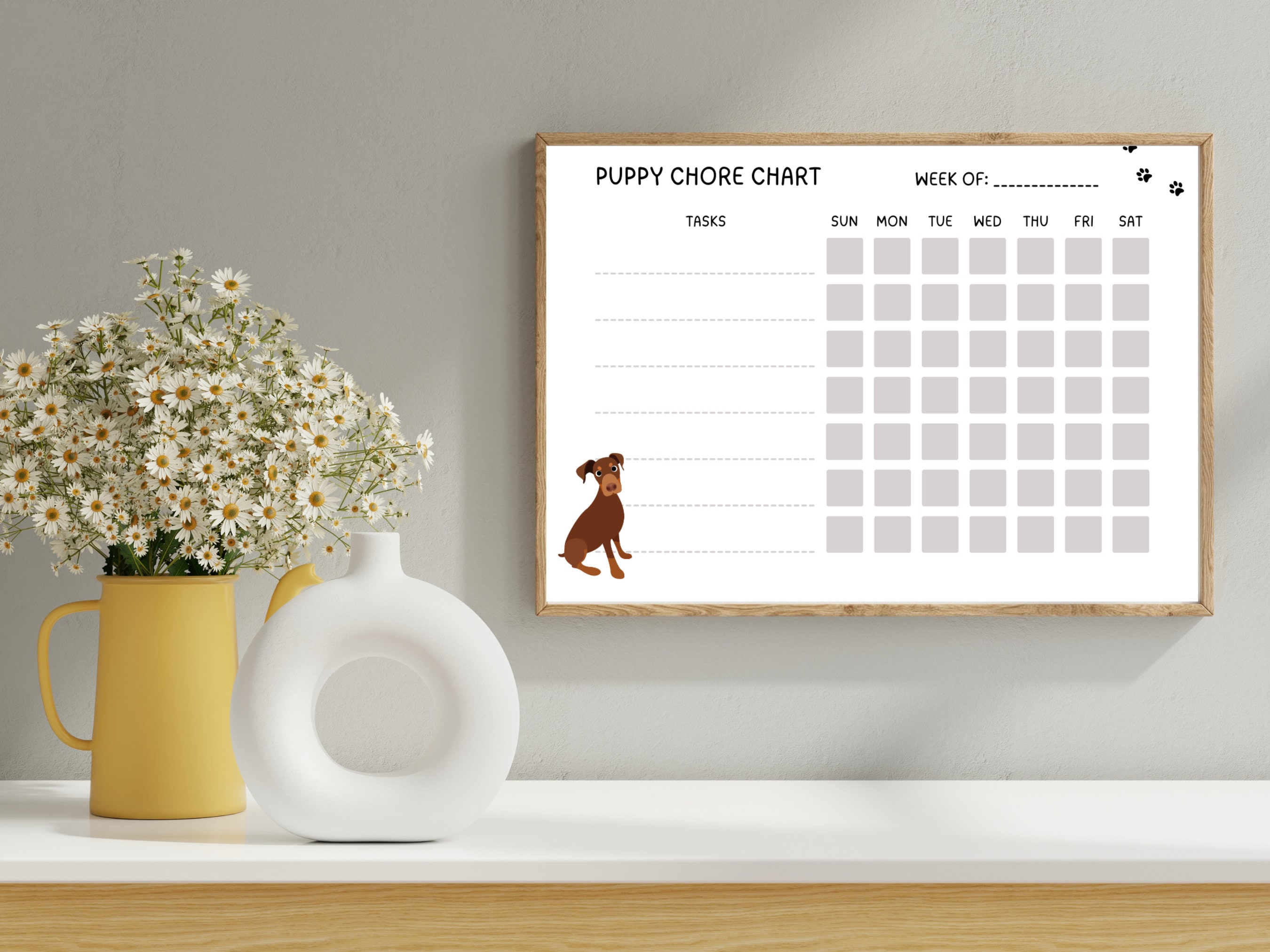 Doberman Dog Puppy Chore Chart | Kids Chore Chart | New Puppy Chore ...