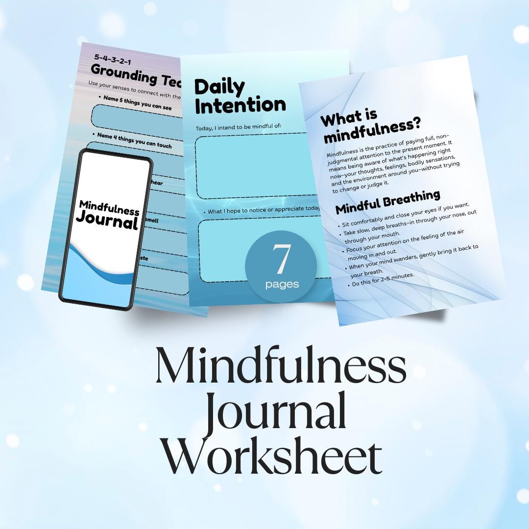 2026 Mindfulness Journal Worksheet | Daily Presence Roadmap Blueprint ...