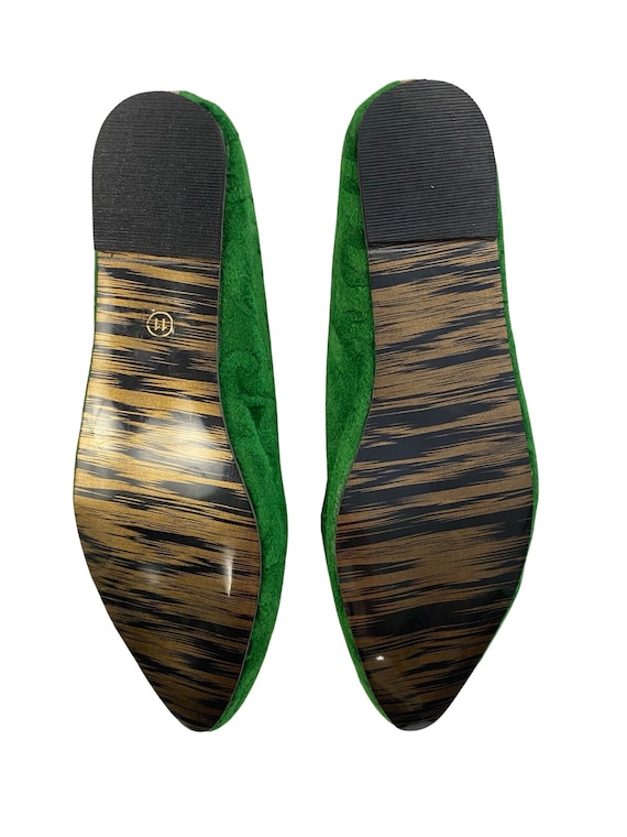 Vintage 1970s Emerald Green and Gold Fuzzy Pixie Slip… - Gem