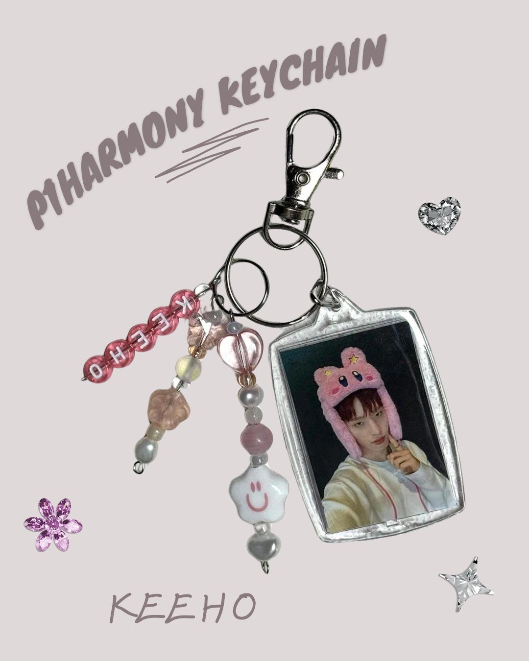 Keeho P1harmony Handmade Double Sided Photo Beaded Keychain - Etsy