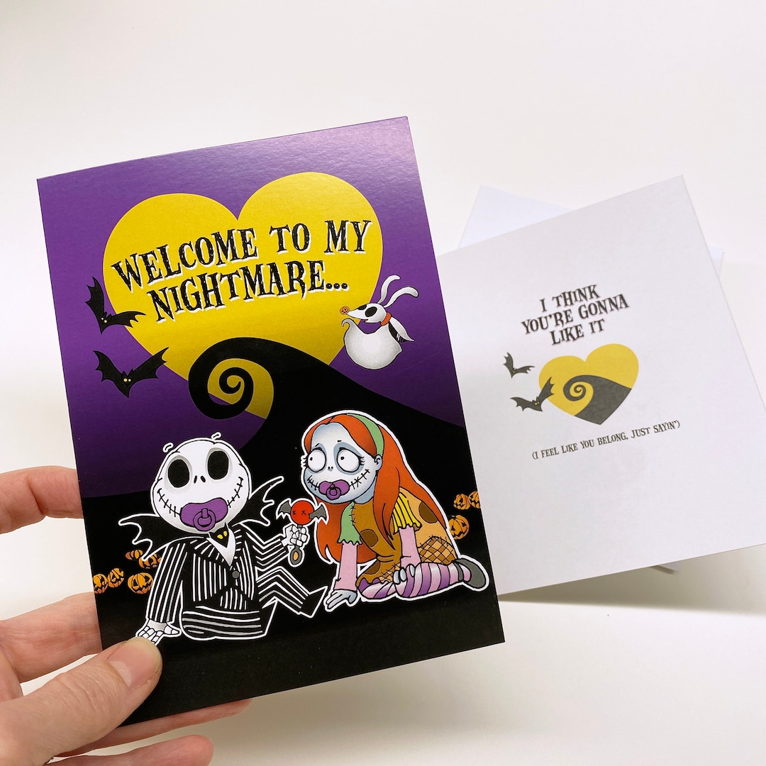 Jack Skellington and Sally, Valentine's Day Card & Envelope Illustrated ...