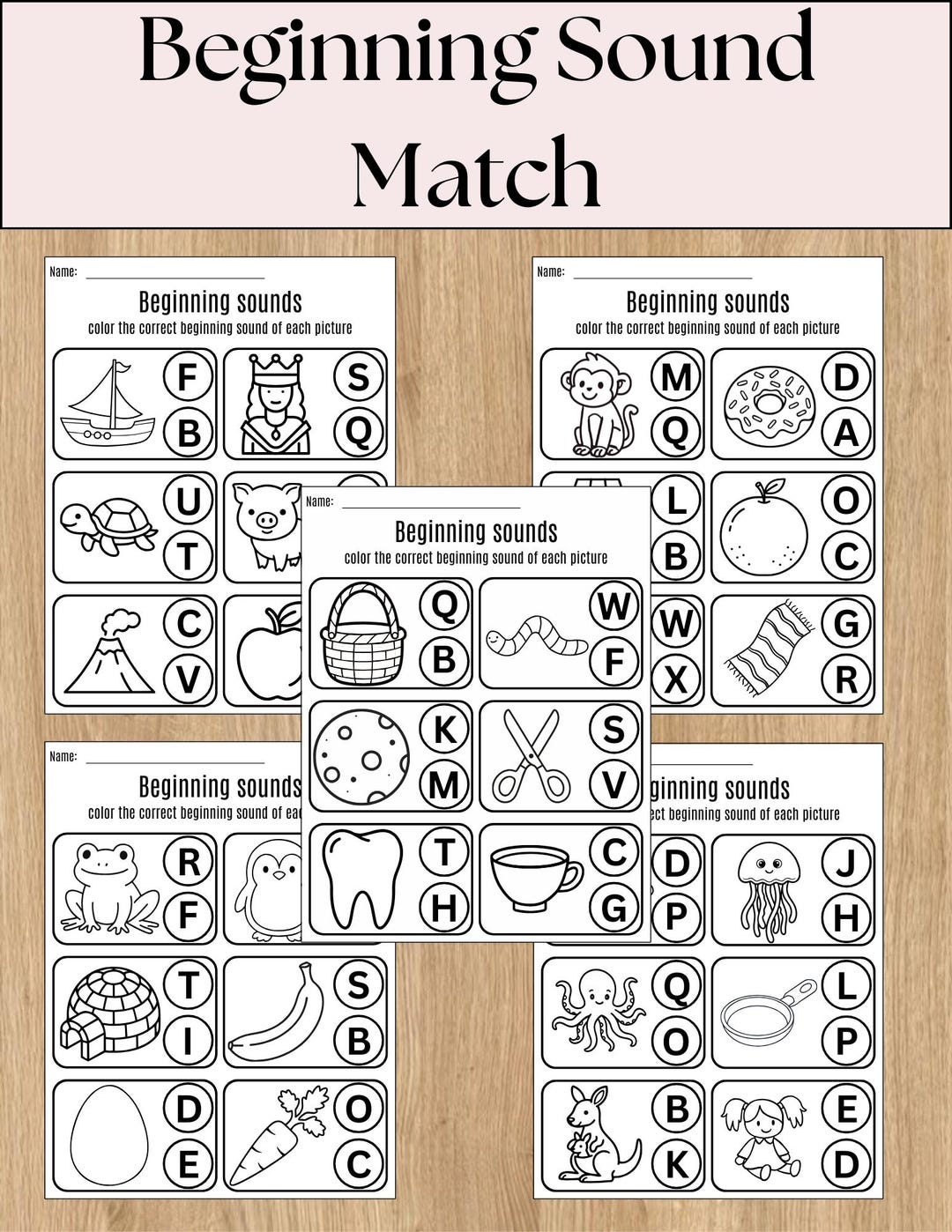 Beginning Sounds Printable Worksheets, Letter Sounds Worksheet, Phonics ...