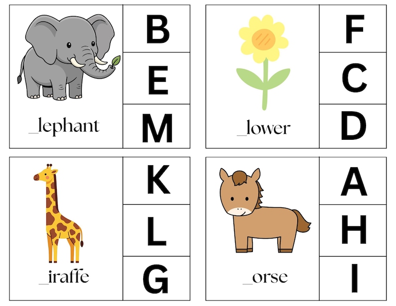 Picture Beginning Sound Letter Matching and Recognition Clip Cards - Etsy