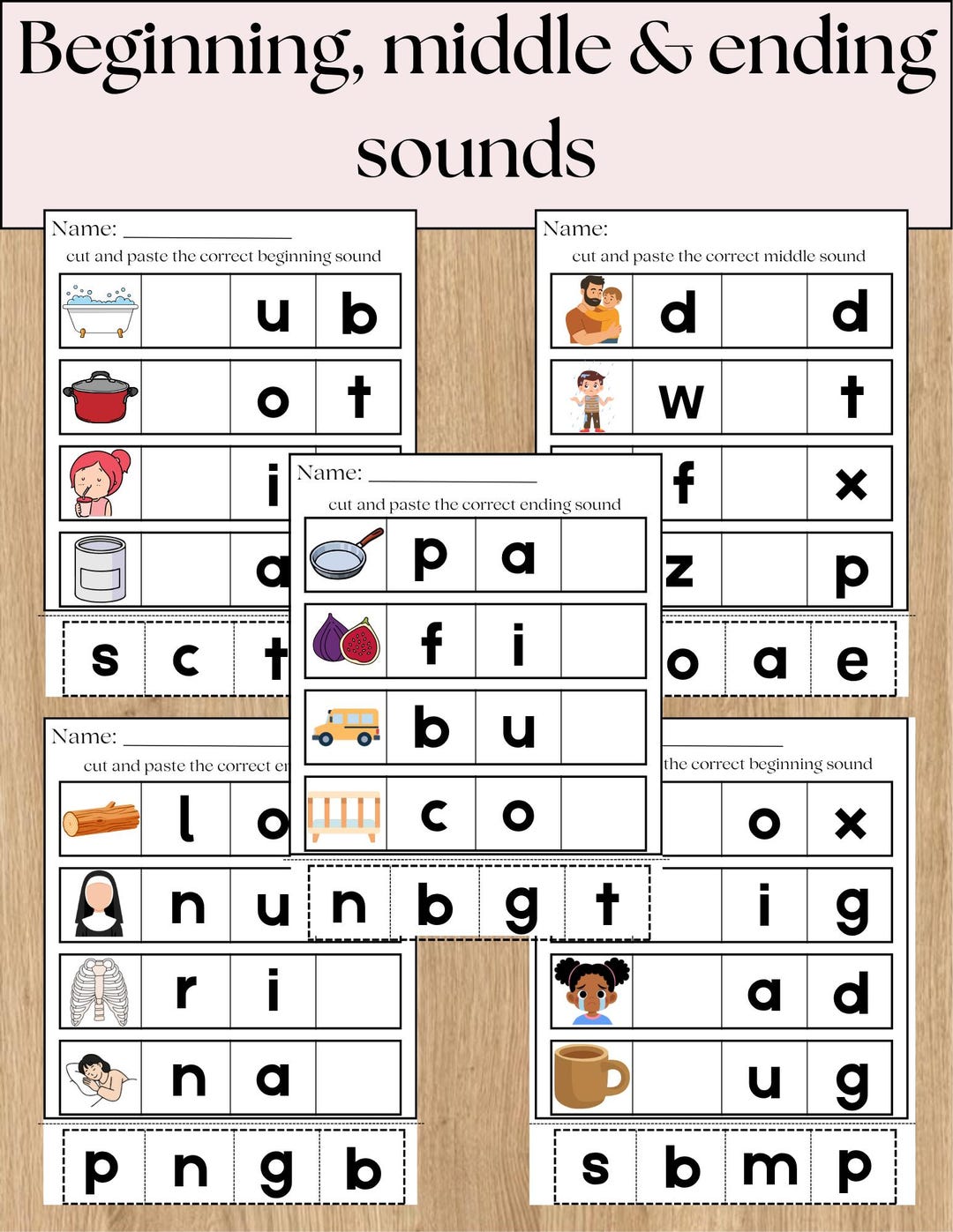 CVC Word Worksheets, Beginning Middle Ending Sounds Phonics (digital ...
