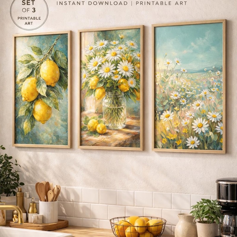 Lemon Prints Kitchen Art - Etsy