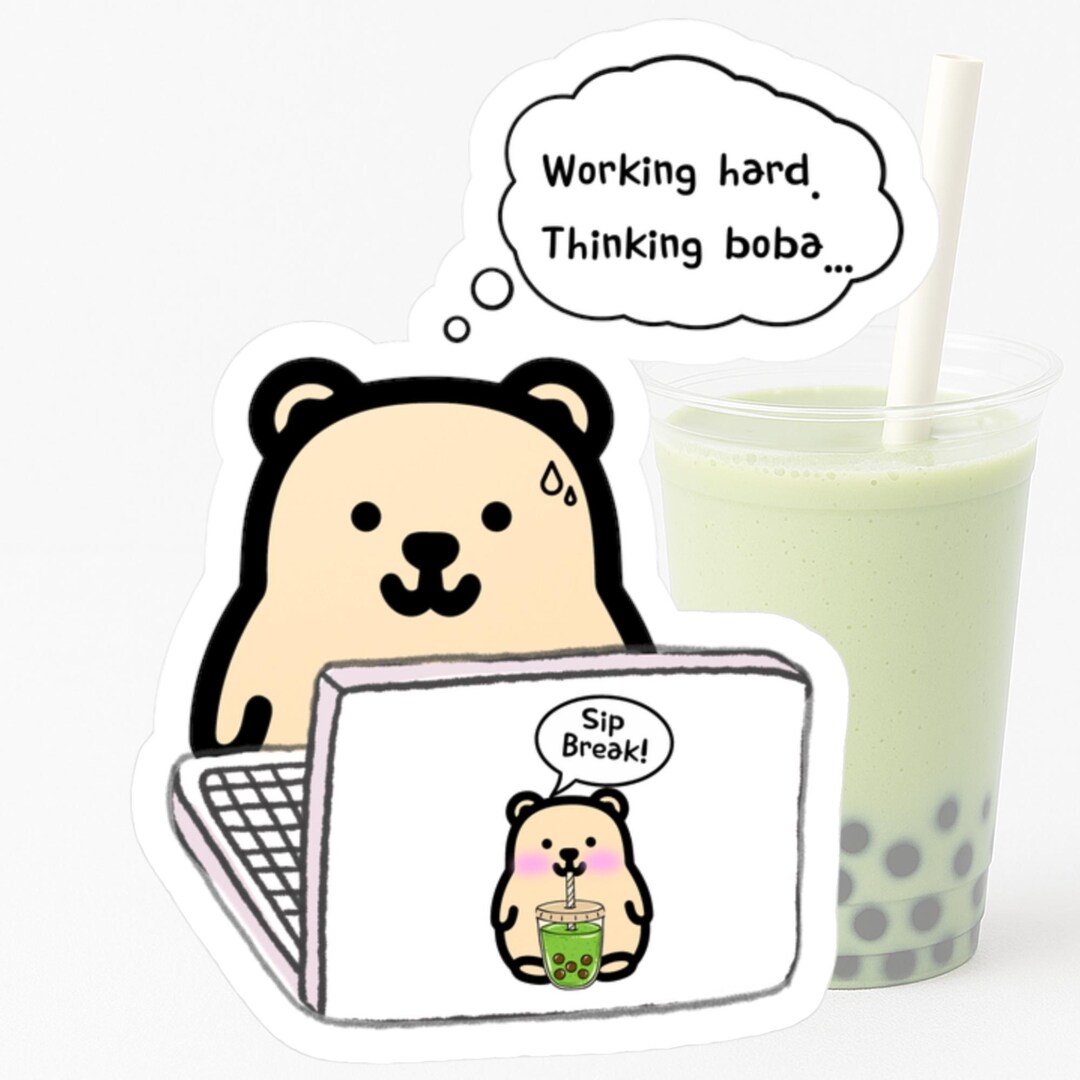 Working Hard Thinking Bobo Bear Laptop Sticker Kiss-cut Vinyl Decal - Etsy