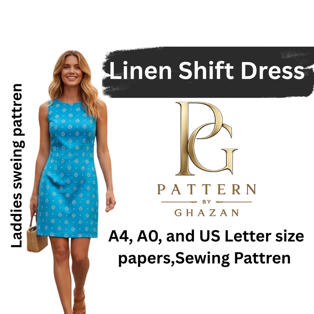 Linen Shift Dress Sewing Pattern PDF, Easy Linen Dress Pattern, Loose ...