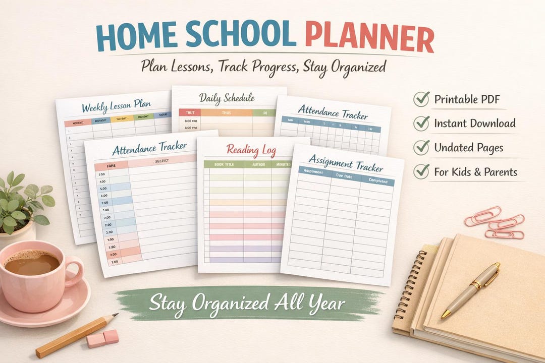 Homeschool Planner Printable PDF | Weekly & Daily Lesson Plan ...
