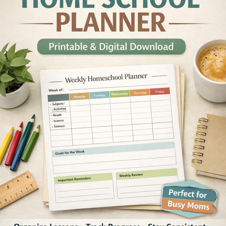 Homeschool Planner Printable PDF | Weekly & Daily Lesson Plan ...
