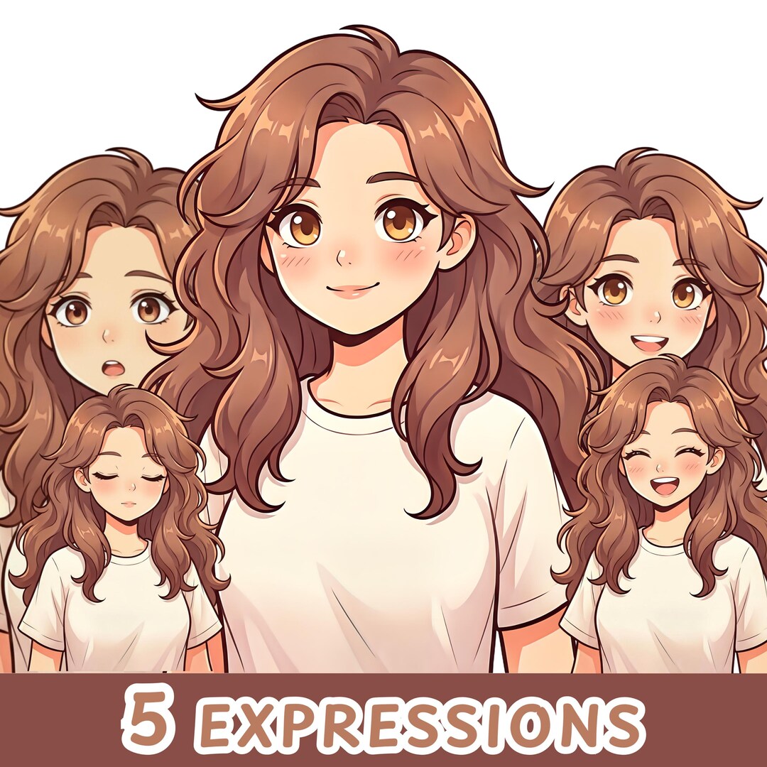 Vtuber Model | Female 2D Pngtuber Model With 5 Expressions for Twitch ...