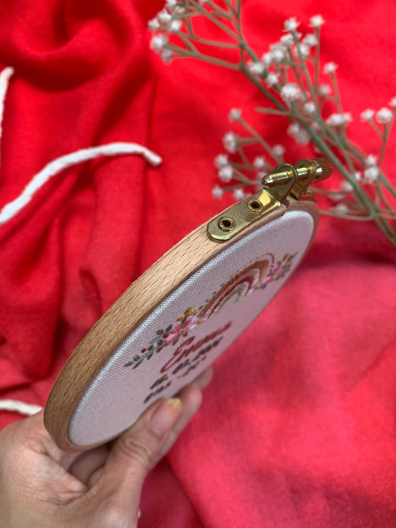 Custom Embroidered Birth Announcement Hoop, Rainbow Nursery Art, Baby ...