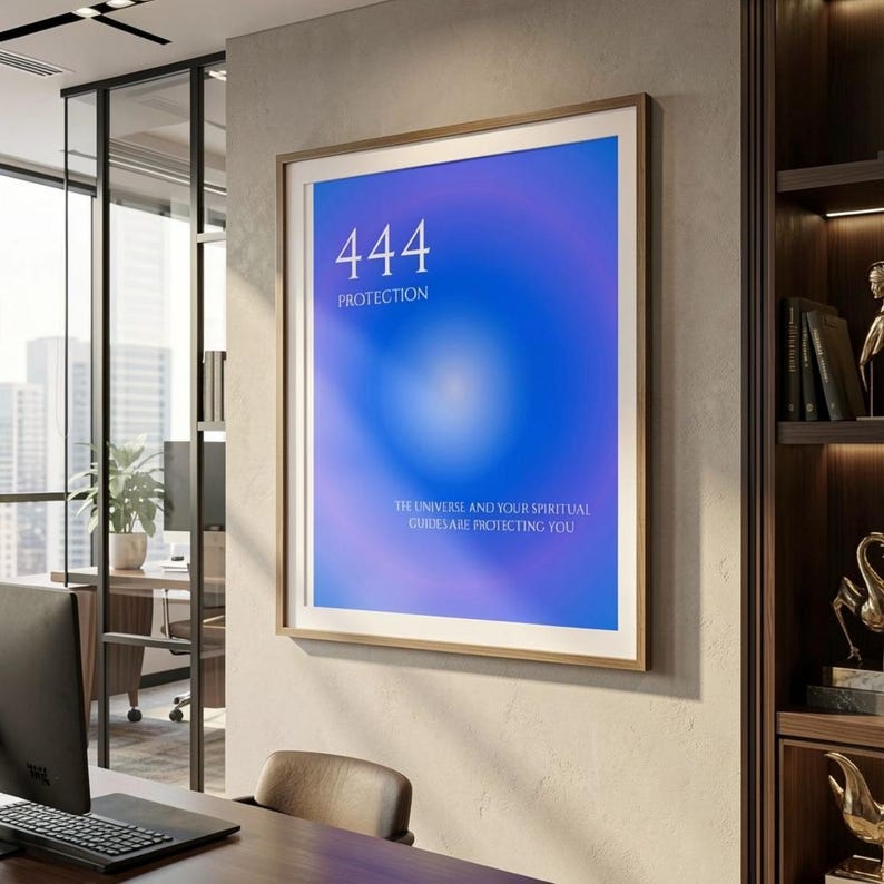 444 Angel Number Printable, Protection Aura Gradient Wall Art ...