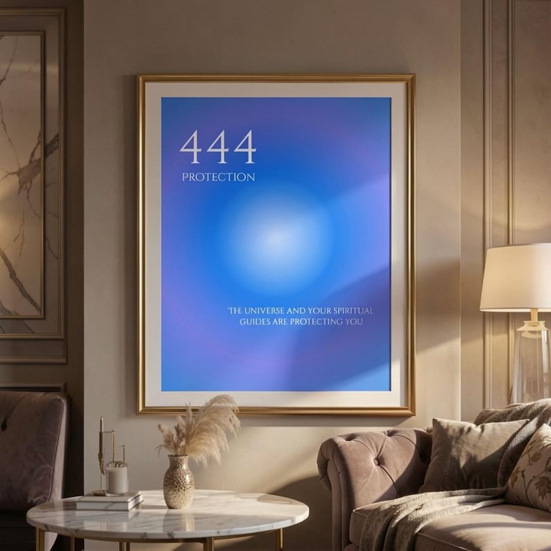 444 Angel Number Printable, Protection Aura Gradient Wall Art ...