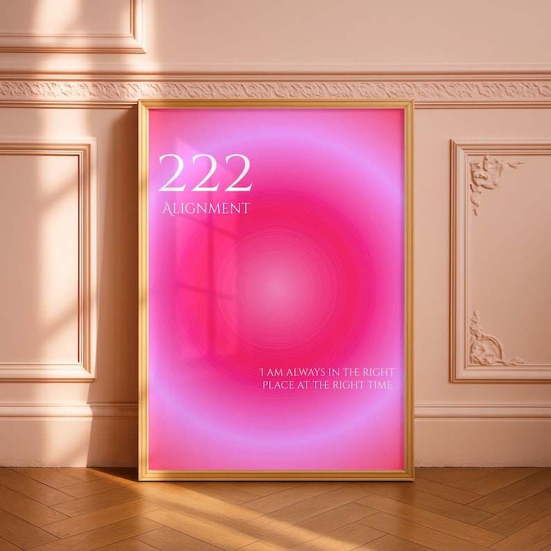 222 Angel Number Wall Art, Alignment Aura Gradient Print, Spiritual ...