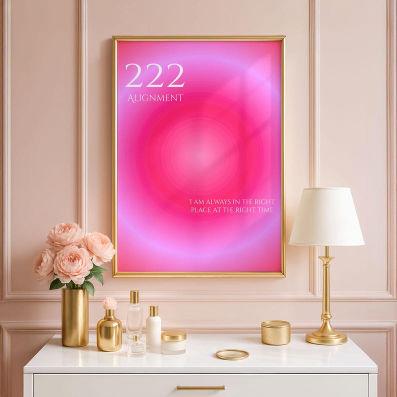 222 Angel Number Wall Art, Alignment Aura Gradient Print, Spiritual ...