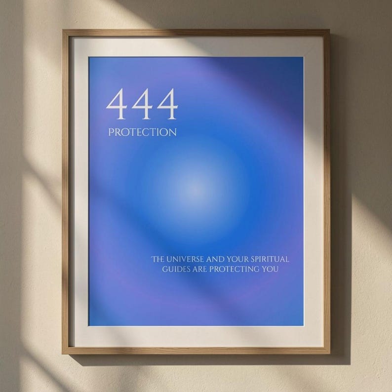 444 Angel Number Printable, Protection Aura Gradient Wall Art ...