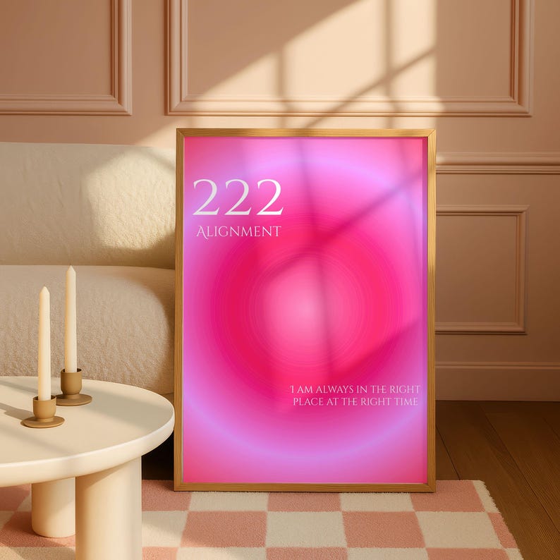 222 Angel Number Wall Art, Alignment Aura Gradient Print, Spiritual ...