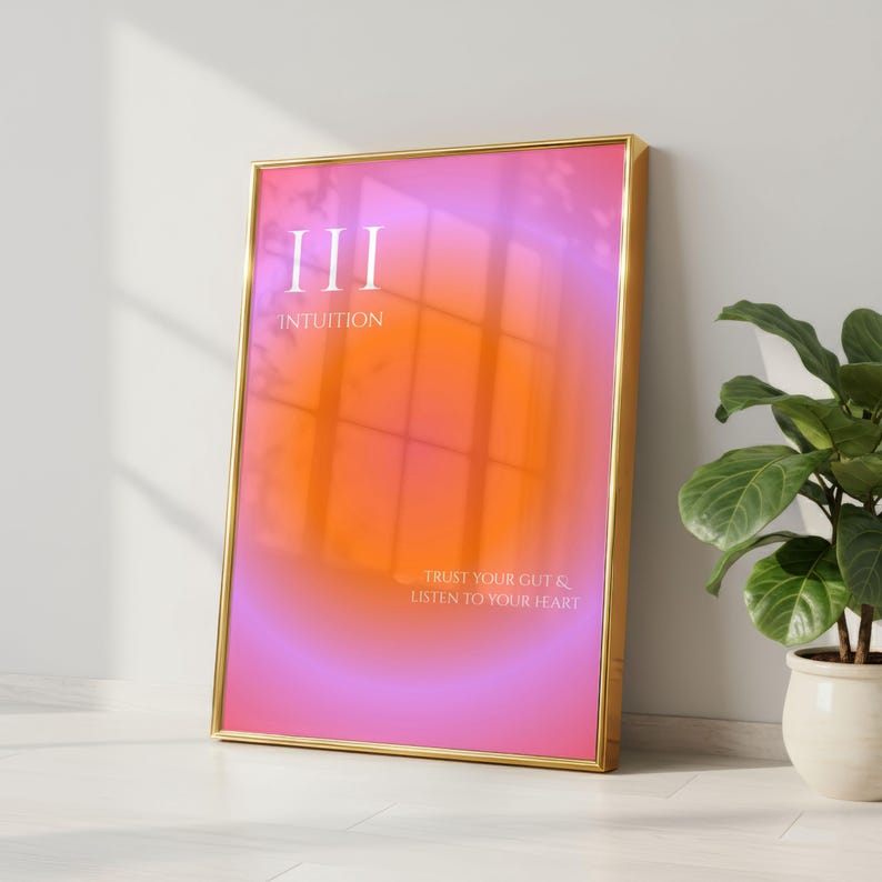 111 Angel Number Wall Art, Intuition Aura Gradient Print, Spiritual ...