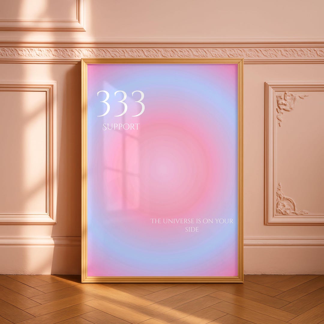 333 Angel Number Printable, Support Aura Gradient Wall Art ...