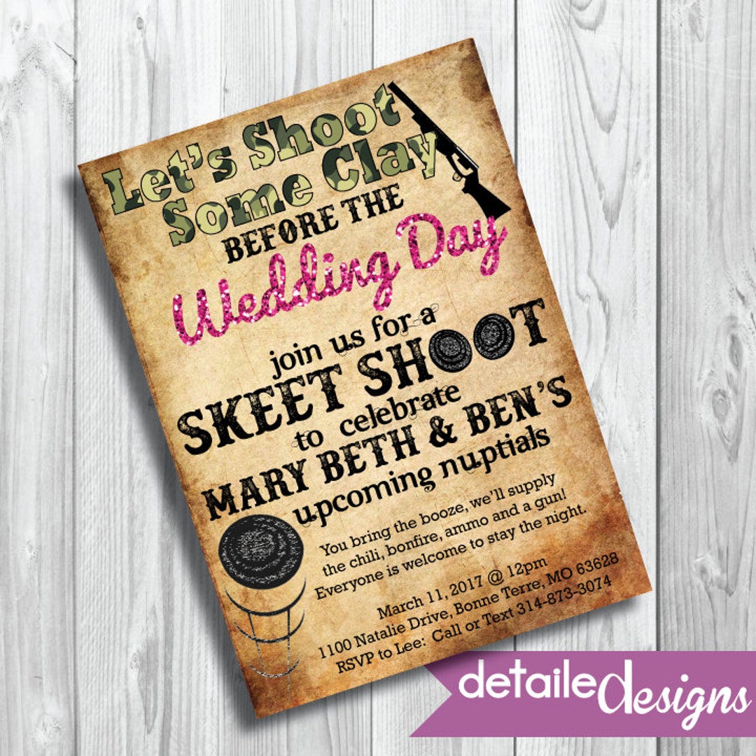 ENGAGEMENT PARTY Skeet Shoot Invitation, Wedding, Rehearsal Dinner ...