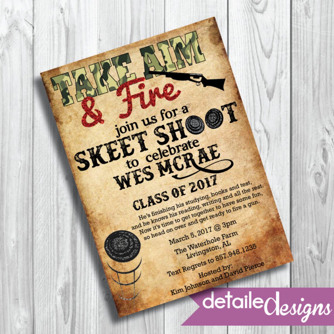 GRADUATION PARTY Skeet Shoot Invitation Wedding Rehearsal | Etsy