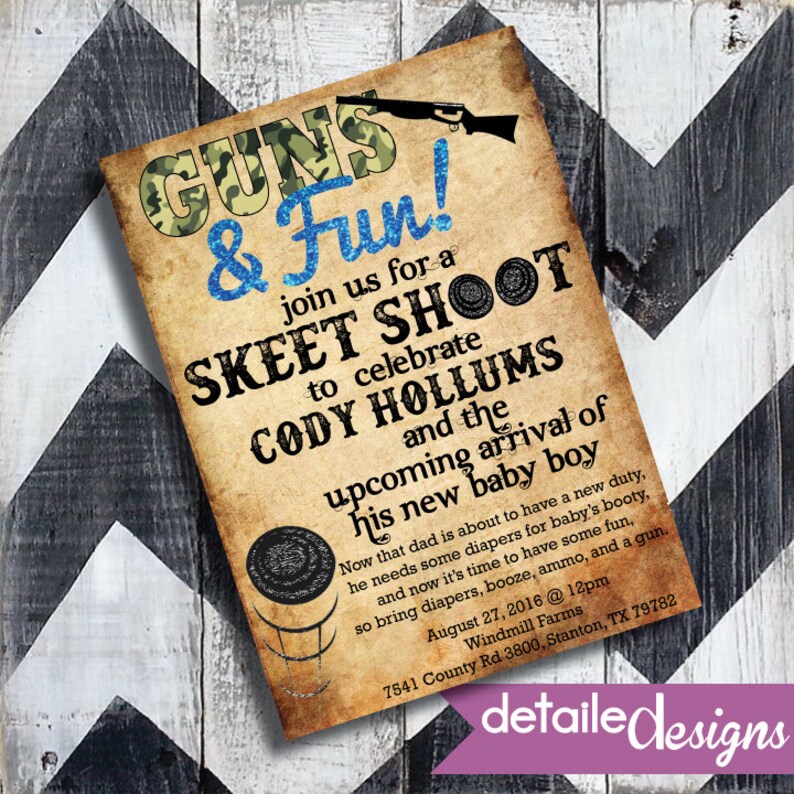 DIAPER PARTY Skeet Shoot Invitation, Baby Shower, Wedding, Rehearsal ...