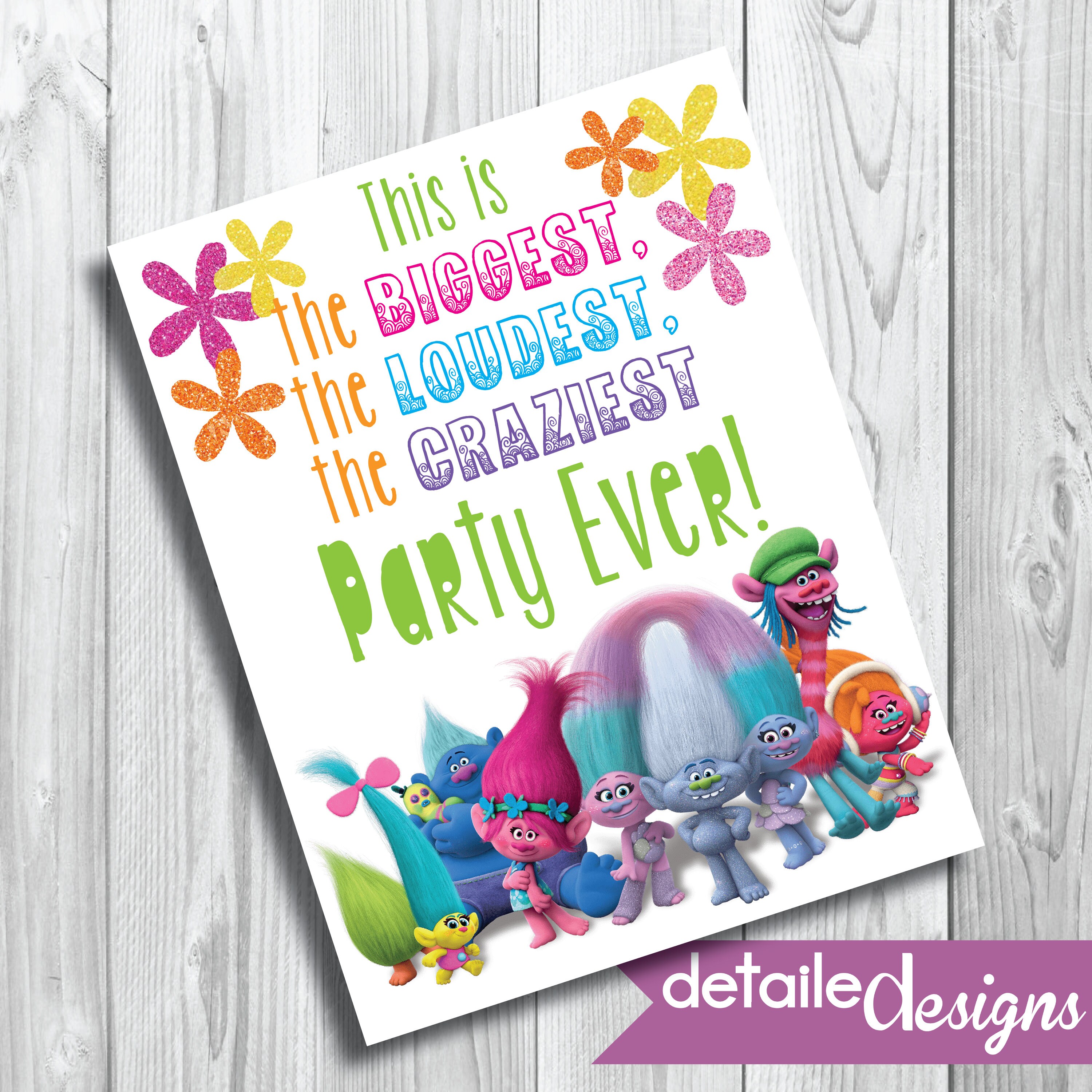 TROLLS PARTY SIGNS Kid's Decor Wall Sign Kid Bedroom | Etsy