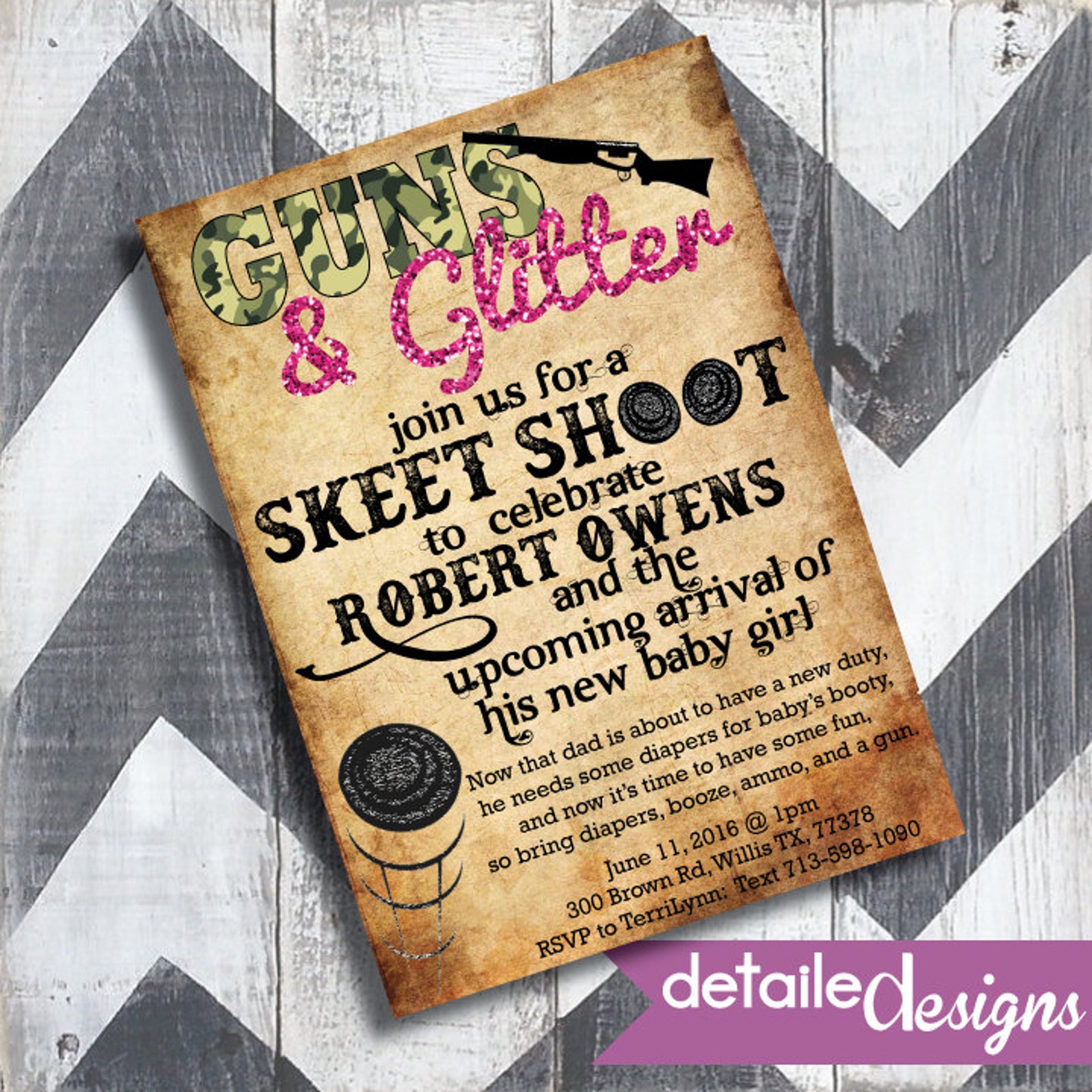 DIAPER PARTY Skeet Shoot Invitation, Baby Shower, Wedding, Rehearsal ...
