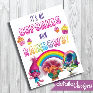 TROLLS PARTY SIGNS, Kid's Decor, Wall Sign, Kid Bedroom - Digital ...