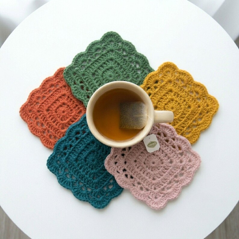 Crochet Coaster Pattern PDF | Kitchen Decor Gift for Her Set | Handmade ...
