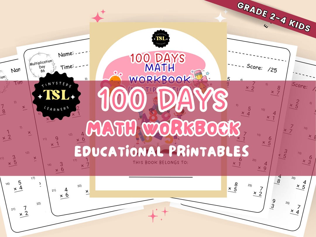 100 Days Multiplication Workbook | Worksheet Grade 2-4 Educational ...