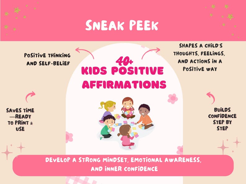 40+ Kids Positive Affirmations Printable Cards | Self Esteem ...