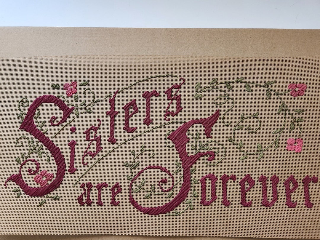 Sisters Are Forever KIT TO STITCH, Motto Sampler 9x18" Antique Style - Etsy