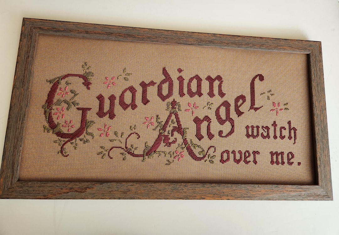 New, STITCHED AND FRAMED!, Guardian Angel Watch Over Me, Sampler on ...
