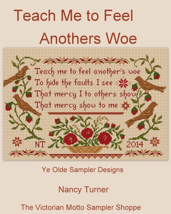 Teach Me to Feel Another's Woe Sampler Cross Stitch Chart | Etsy