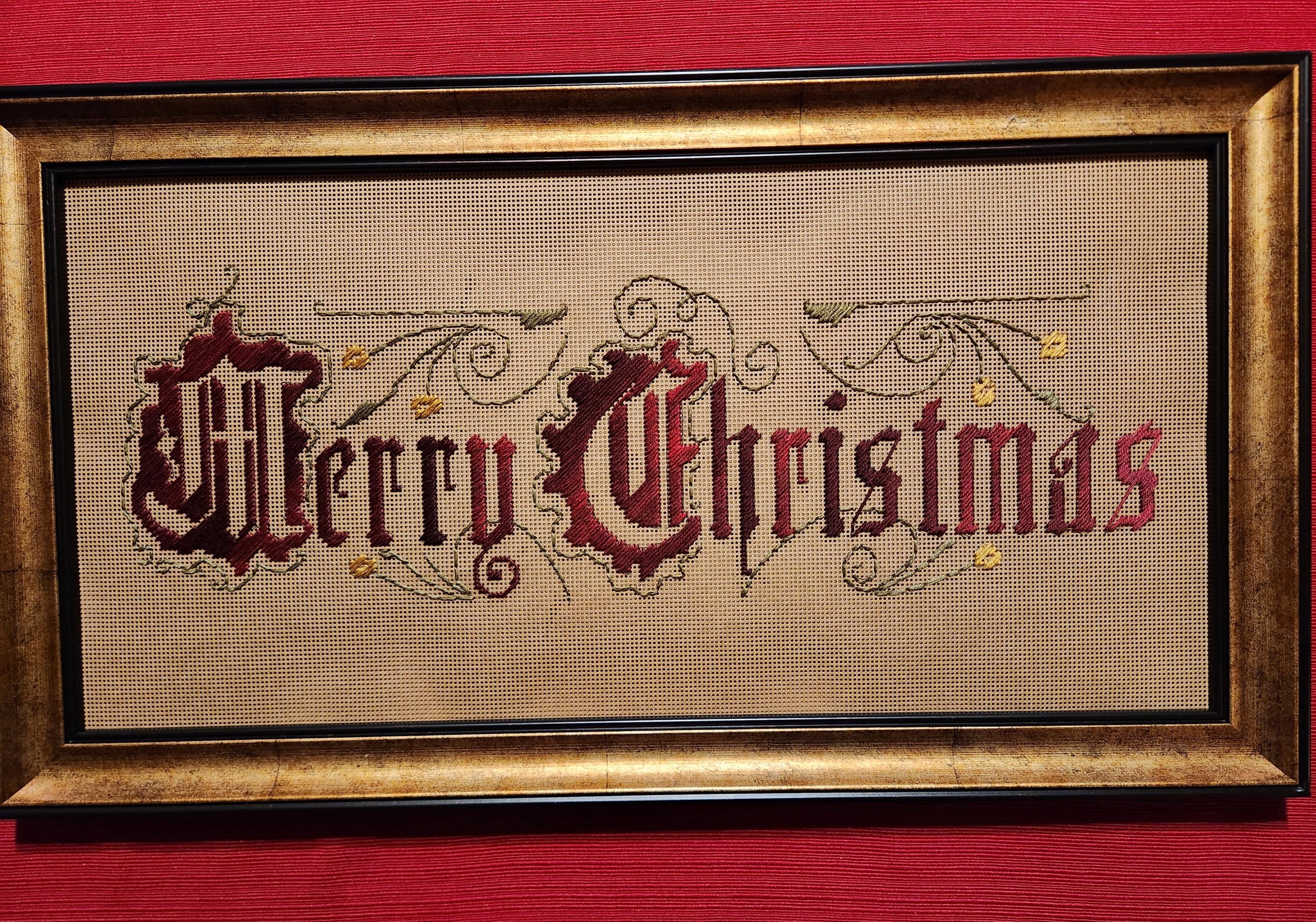 Merry Christmas Swag KIT TO STITCH, Motto Sampler 9x18" Antique Style ...