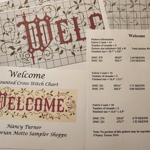Welcome Motto Sampler Cross Stitch Chart - Etsy