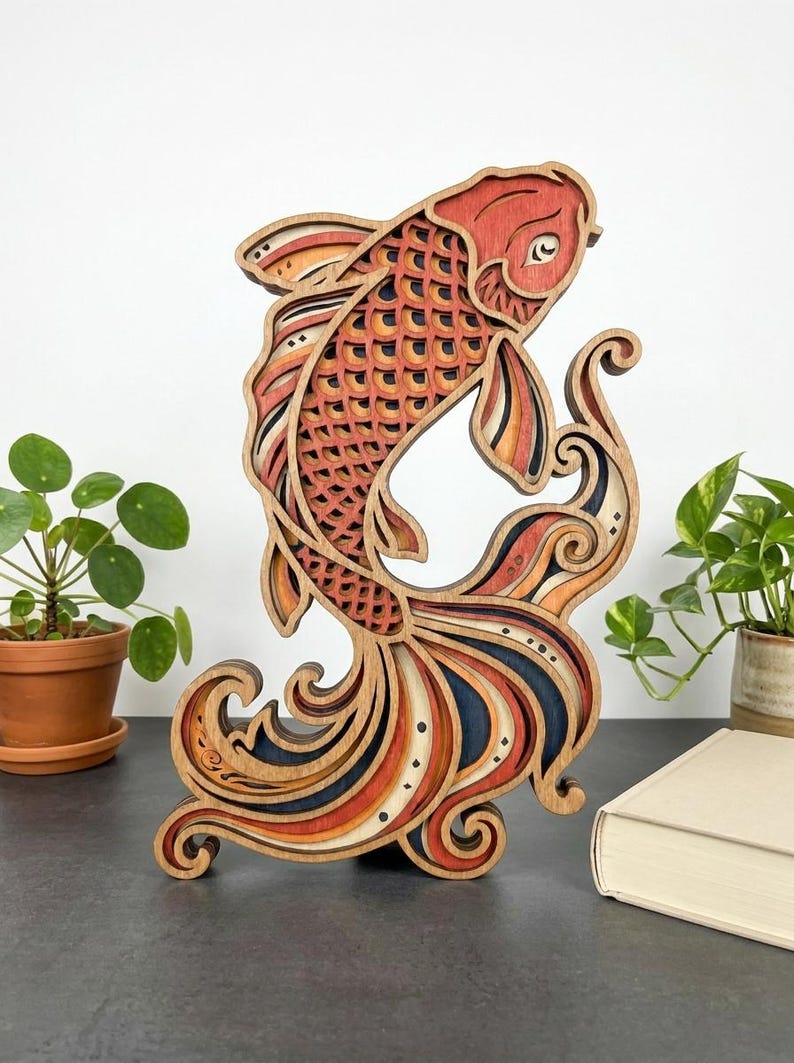 NB307 Koi Fish SVG | 5 Layers | Japanese Fish Wall Art | Laser Cut ...