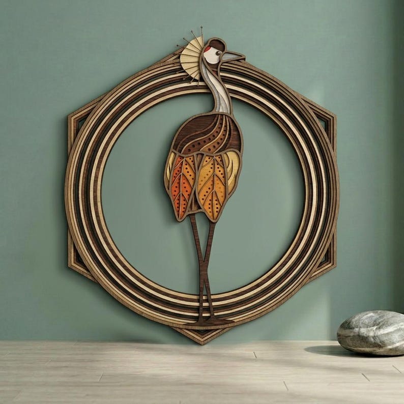 NB305 Crowned Crane SVG | 7 Layers | Elegant Bird Wall Art | Laser Cut ...