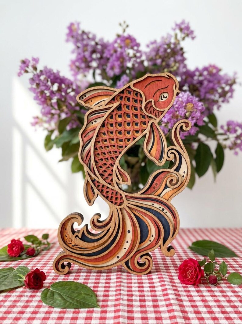 NB307 Koi Fish SVG | 5 Layers | Japanese Fish Wall Art | Laser Cut ...