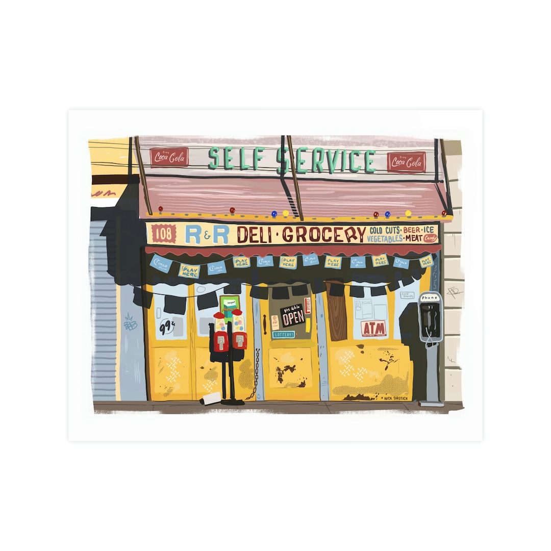 Deli Grocery, Digital Painting Print, Horizontal Matte Posters - Etsy