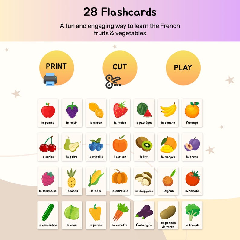 French Fruits & Vegetables Workbook for Kids | Preschool Coloring and ...