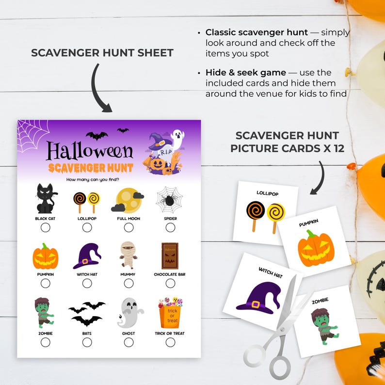 Halloween Scavenger Hunt for Kids | Printable Activity | Halloween ...