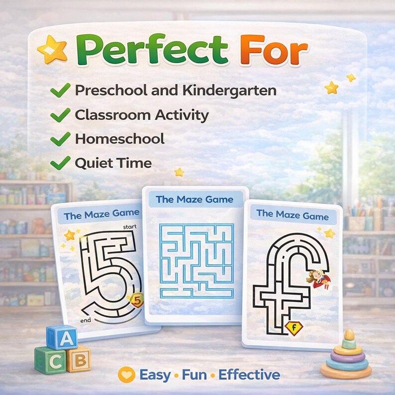 100 Maze Worksheets for Kids | Alphabet, Number, Shape Mazes (ages 3-6 ...