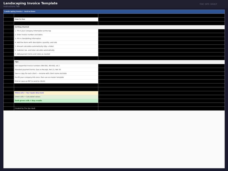 Landscaping Invoice Template Excel | Lawn Care Billing Receipt ...